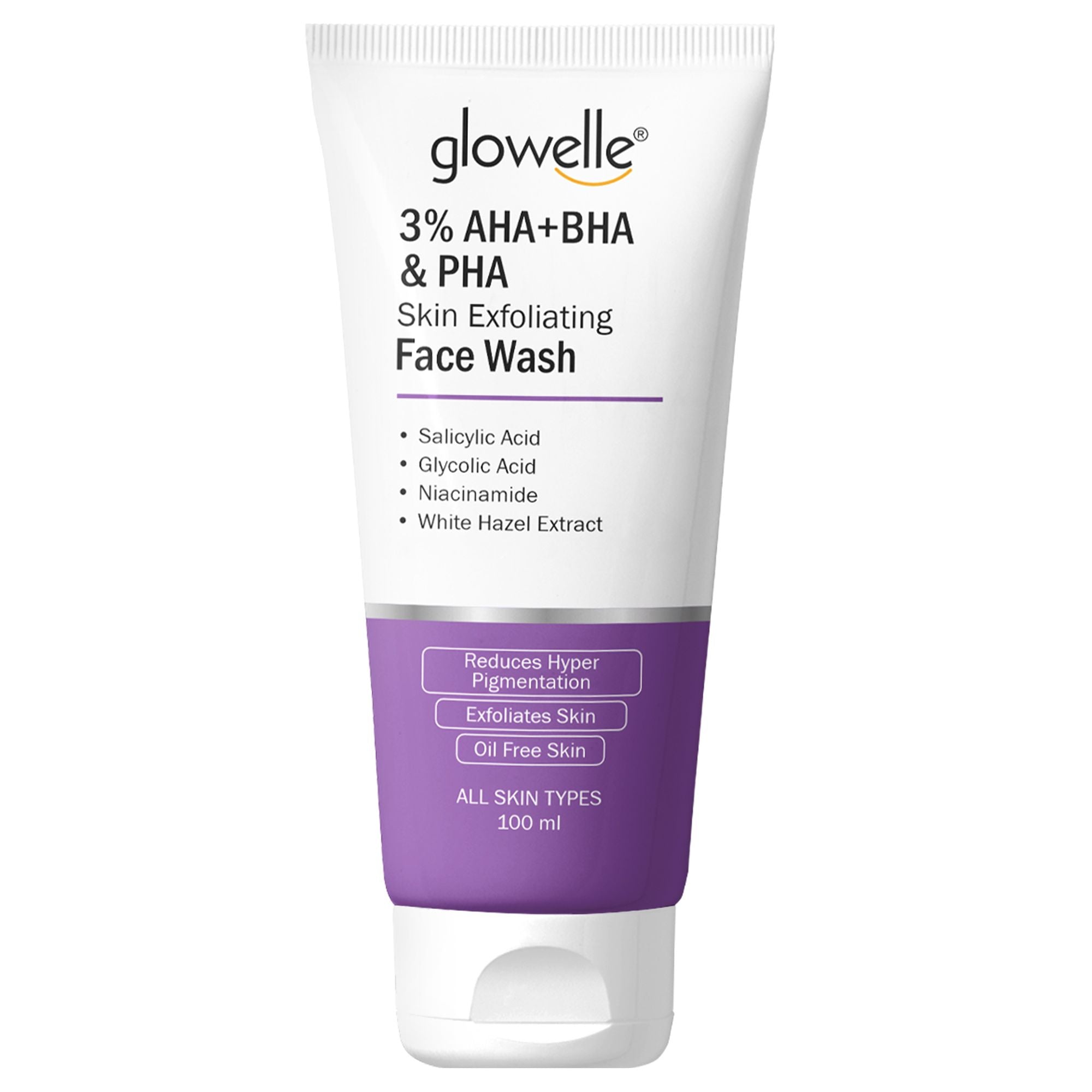 3% AHA+BHA & PHA Exfoliating Face Wash for Clear Skin - Glowelle